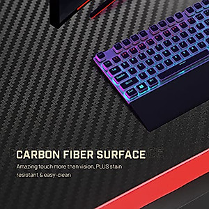 wonline Gaming Desk 47 inch PC Computer Desk Home Office Desk Gaming Table Z Shaped Gamer Workstation with Cup Holder and Headphone Hook Black