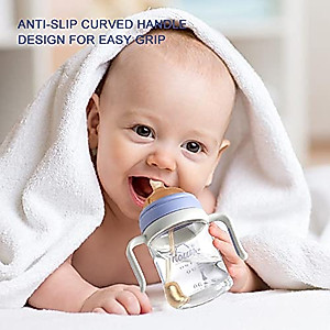 Nouri Glass Baby Bottles, Bottles for Breastfeeding Babies, Breast-Like Nipple for Natural Latch, Slow Flow, 6 oz（Purple/Pink Random Blind Box）