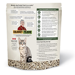 Cranky Frank Hemp Cat Litter Pellets, Low-Dust, Low-Tracking, Super-Absorbent Kitty Litter Feat. Long-Term Odor Control, 15 lb.