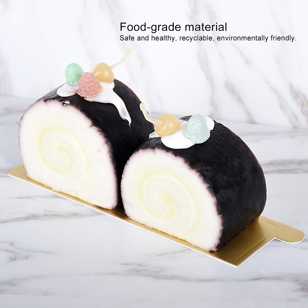 100PCS Cake Boards Rec Mousse Cake Boards, Gold Cupcake Base, Cupcake Holder Stand with Small Handle, Practical Dessert Display Tray Cardboard Decoration Tools for Cakes,Bread, Desserts