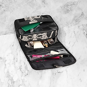 AUUXVA Hanging Toiletry Bag for Women, Halloween Skeleton Makeup Bag, Day of the Dead Cosmetic Bag, Travel Essentials for Women Men