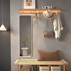 Giftgarden 14”x47” White Full Length Mirror Aluminum Frame, 47” Long Full-Mirror Tall Dressing Mirror, Wall Mounted or Hanging Over Door for Bedroom Bathroom Closet