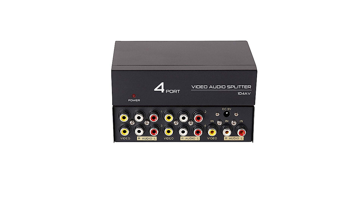 DTECH 4-Way RCA Splitter Box for Video & Audio Distribution
