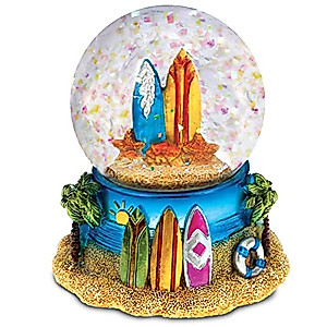 CoTa Global Cool Summer Surf Boards Snow Globe - Water Globe Figurine with Sparkling Glitter, Collectible Novelty Ornament for Home Decor, for Birthdays, Holiday and Valentine's - 65mm
