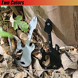 Artenny 2pack Small TSA Keychain Multitool and Cool Gadgets for Men, 12 in 1 Pocket Stainless Steel EDC Multipurpose Tool, Bottle Opener screwdriver (Guitar, Silver)