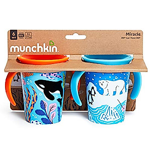 Munchkin® Miracle® 360 Wildlove Sippy Cup, 6 Oz, 2 Pack, Orca/Polar Bear