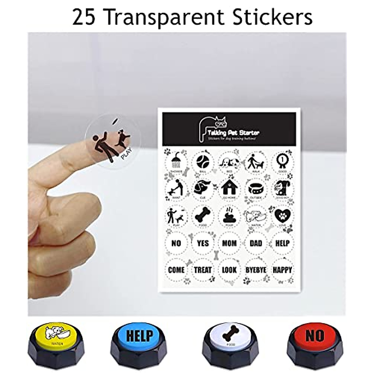 RIBOSY Soundboard, 4 Recordable Buttons with 2 Mats and 25 Stickers - Record and Playback Any Custom Message to Teach Your Dog Voice What They Want