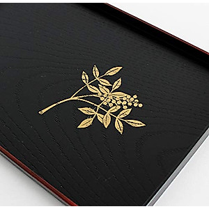 Tea Serving Tray, Japanese Style, Sakura Cherry Blossom and Nanten Sacred Bamboo, 10 x 6.3inches (Rectangle (Iris))