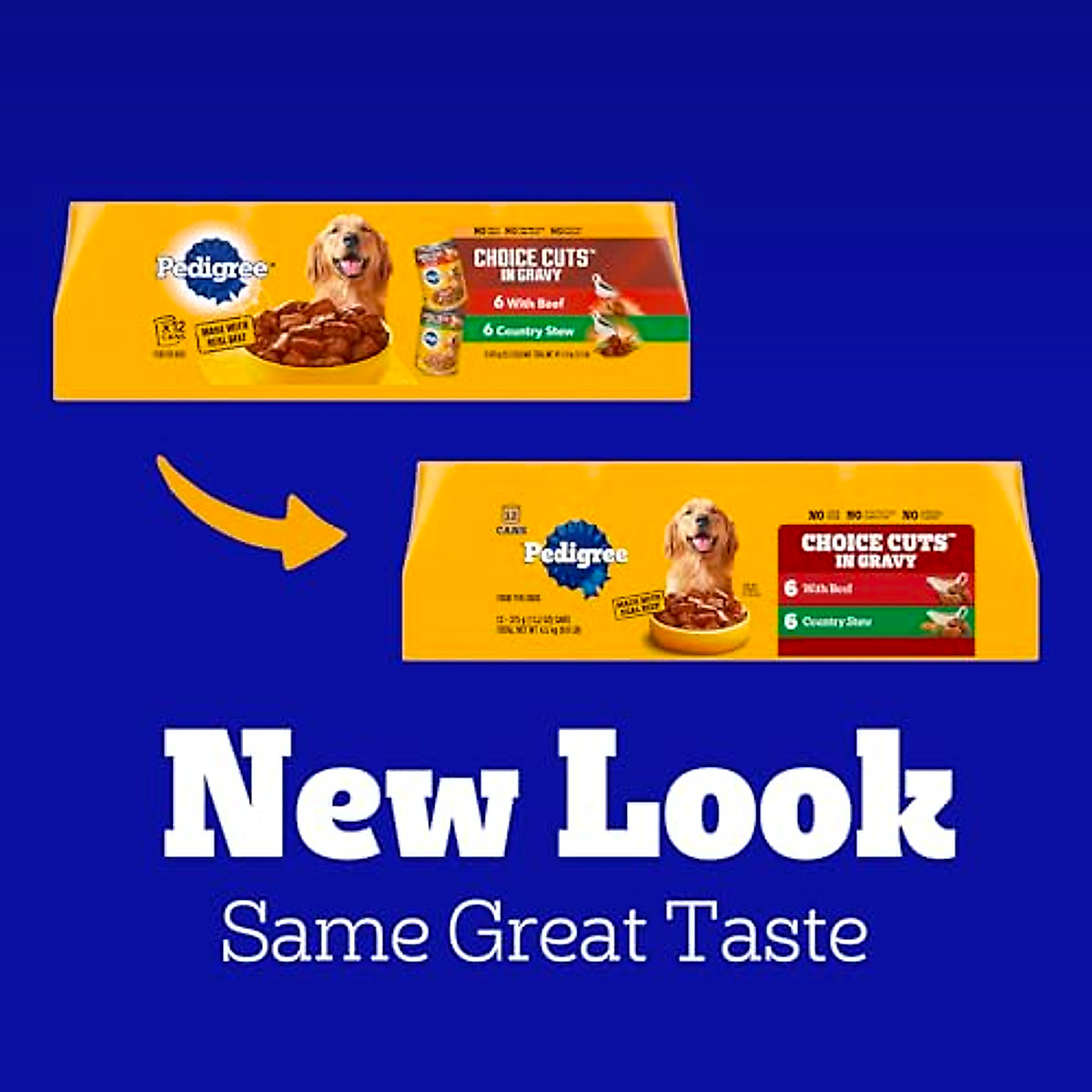 PEDIGREE CHOICE CUTS IN GRAVY Adult Canned Soft Wet Dog Food Variety Pack, with Beef and Country Stew, 13.2 oz. Cans (Pack of 12)