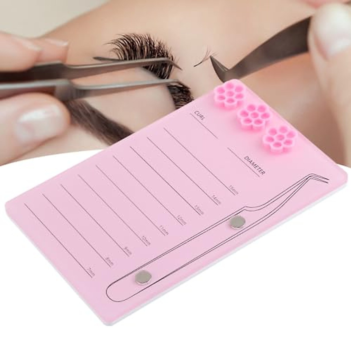 3 in 1 Eyelash Extension Tray, 7-15mm Acrylic False Lash Tray Eyelash Extension Holder Eyelashes Display Strip Lash Pallet with Magnetic Suction Holes for Eyelash Training Institutions