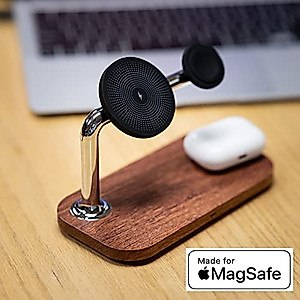 EDEN GROVE 3-in-1 Natural Wood Wireless MagSafe Compatible Magnetic Charger Stand Station for Apple iPhone 14/13/12, Plus, Mini, Pro, ProMax, Apple Watch AirPods, Fast Charging 15W