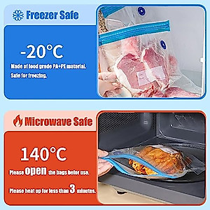 Sous Vide Bags,20pcs Reusable Vacuum Sealer Bags Kit,15 Mixed Sizes BPA Free Zipper Bags for Food,4 Sealing Clips,1 Hand Pump for Food Storage and Sous Vide Cooking