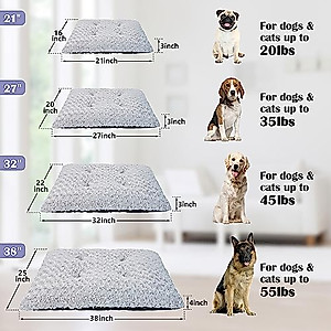 DOGKE Large Washable Dog Bed Deluxe Fluffy Plush Dog Crate Pad，Dog Beds Made for Large, Medium, Small Dogs and Cats, Anti-Slip Dog Crate Bed for Sleeping and Anti Anxiety, 32"x22", Gray