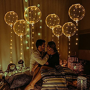 Light up Balloons, 7 Packs 20 Inch Bobo Balloons with 10ft Lights for Birthday Graduation Party Wedding Valentines Day Christmas Decoration (Warm White)