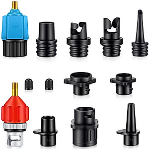 Treela Inflatable Pump Adaptor Air Pump Adapter Compatible with SUP Inflatable Car Air Compressor Valve Adapter with 9 Air Valve Nozzle for Paddle Board Inflatable Boat (Classic,Orange, Blue)