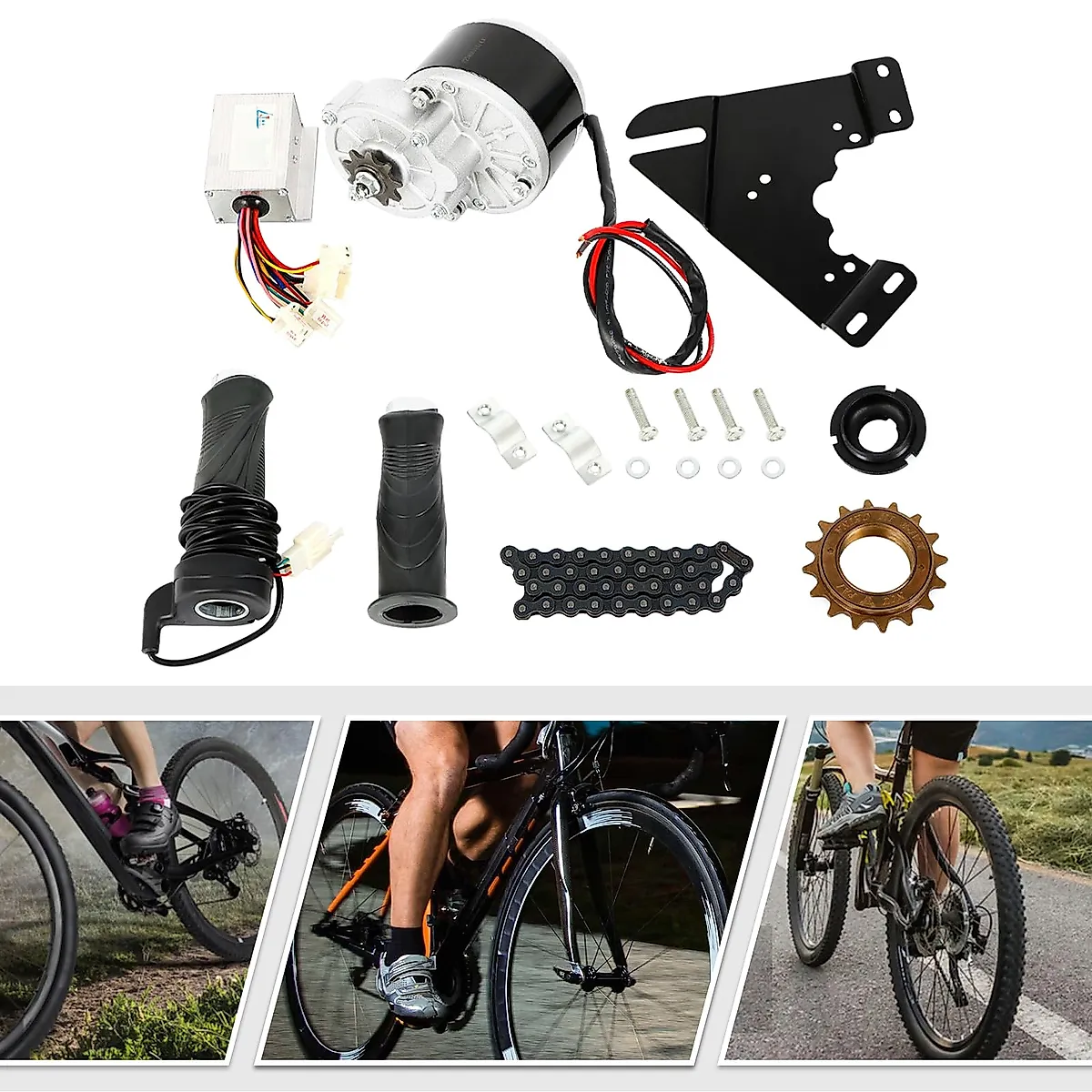 LyeXD 24V 250W Electric Bicycle Motor Kit, E-Bike Conversion Kit, Bike Motor Retrofit w/Motor Controller for 16''-28'' Wheel Motor Conversion Chain Kit (Battery not Included)