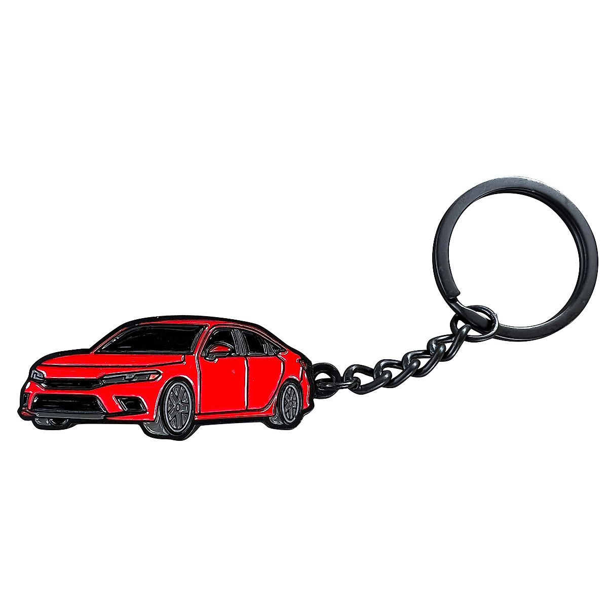 JDIRECT Sleek Metal Keychain Compatible With Honda Civic - Fits All Models, For Honda Civic Accessories, Gifts, 2022,2023,2024 Keyrings (Red)