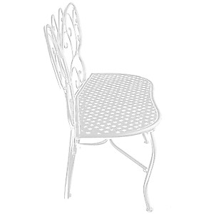 The Lakeside Collection Decorative White Metal Butterfly Motif Bench - Home Garden Accent