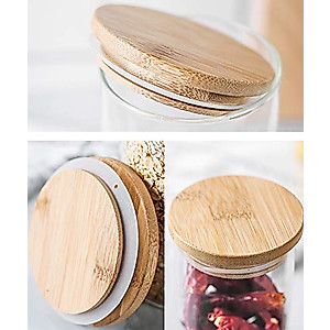 Lawei 3 pack Glass Storage Jars with Sealed Bamboo Lids - 51 oz Clear Glass Bulk Food Storage Canister for Serving Tea, Coffee, Spice, Candy, Cookie