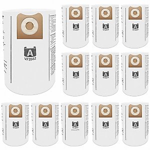 LANROON 12 Pack Replacement 23743 VF3502 Vacuum Bags Compatible with Ridgid 12-16 Gallon Vacuum WD1950 WD1956 WD1850 WD1851 RV2400HF WD1450 WD1680 WD1270