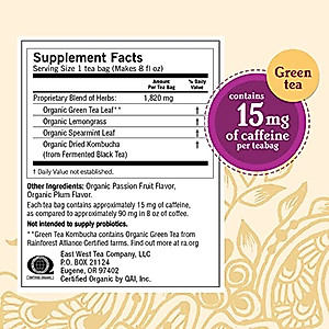 Yogi Tea Green Tea Kombucha Tea - 16 Tea Bags per Pack (4 Packs) - Organic Green Tea with Kombucha to Support Overall Health - Includes Green Tea Leaf, Lemongrass, Spearmint Leaf & More