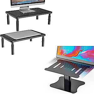 WALI Monitor Stand Riser, Adjustable Laptop Stand Riser Holder, 3 Height Adjustable Underneath Storage for Office Supplies