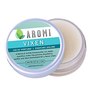Aromi Vixen Solid Perfume | Fruity, Floral Fragrance, Jasmine, Honeysuckle, Water Lily Scent, Vegan, Cruelty-free, Wax Based, Travel, Women's Gift, Handmade (Vixen)