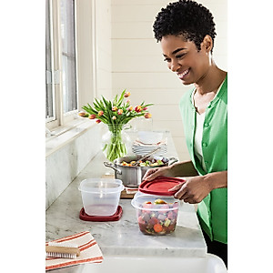 Rubbermaid Easy Find Lids Food Storage Containers, 7 Cup, Racer Red, 4-Piece Set