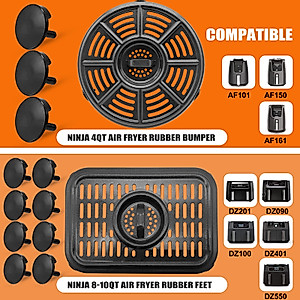 Air Fryer Rubber Bumpers for Ninja Foodi Airy Fryer, 8 PCS Food Grade Air Fryer Replacement Parts Silicone Feet Tabs Tips Accessories for Ninja Foodi DZ201 DZ090 DZ100 DZ401 DZ550 DualZone Air Fryer