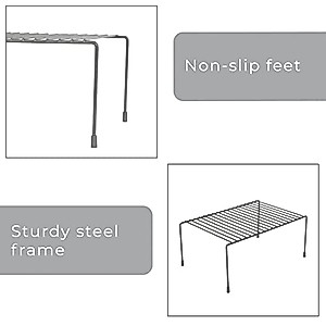 Smart Design Classic Storage Shelf – Medium (8.5 x 13.25 in.), Charcoal Gray – Steel Pantry Organizer with Rust-Resistant Finish and Non-Slip Feet for Easy Home Organization and Storage