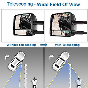 ECCPP Passenger Left Driver Right Tow Mirrors Pair Set Side LED Signal Power Heated Manual Telescoping Black Towing Mirrors Replaceme fit 2007-2016 for Toyota for Tundra (Pair Set) (A Pair)