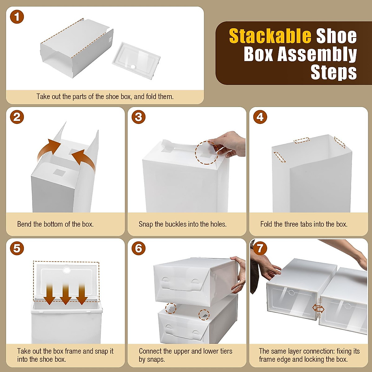 LIYUANJUN Stackable Shoe Box, 24Pcs Shoe Storage Box Shoe Sneaker Organizer DIY Shoe Stand Containers for Women Men Putting Slippers Boots in Living Room Hallway Transparent