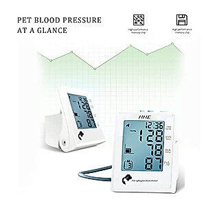 HHE Electronic Vet Use SphygmomanometerAutomatic Animal Vet Use Blood Pressure Monitor Tonometer 5 Cuffs Cat/Dog/Horse/Hamster (White)