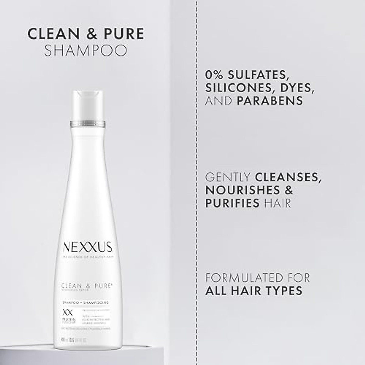 Nexxus Clean and Pure Clarifying Shampoo With ProteinFusion, For Nourished Hair Paraben-Free 13.5 oz