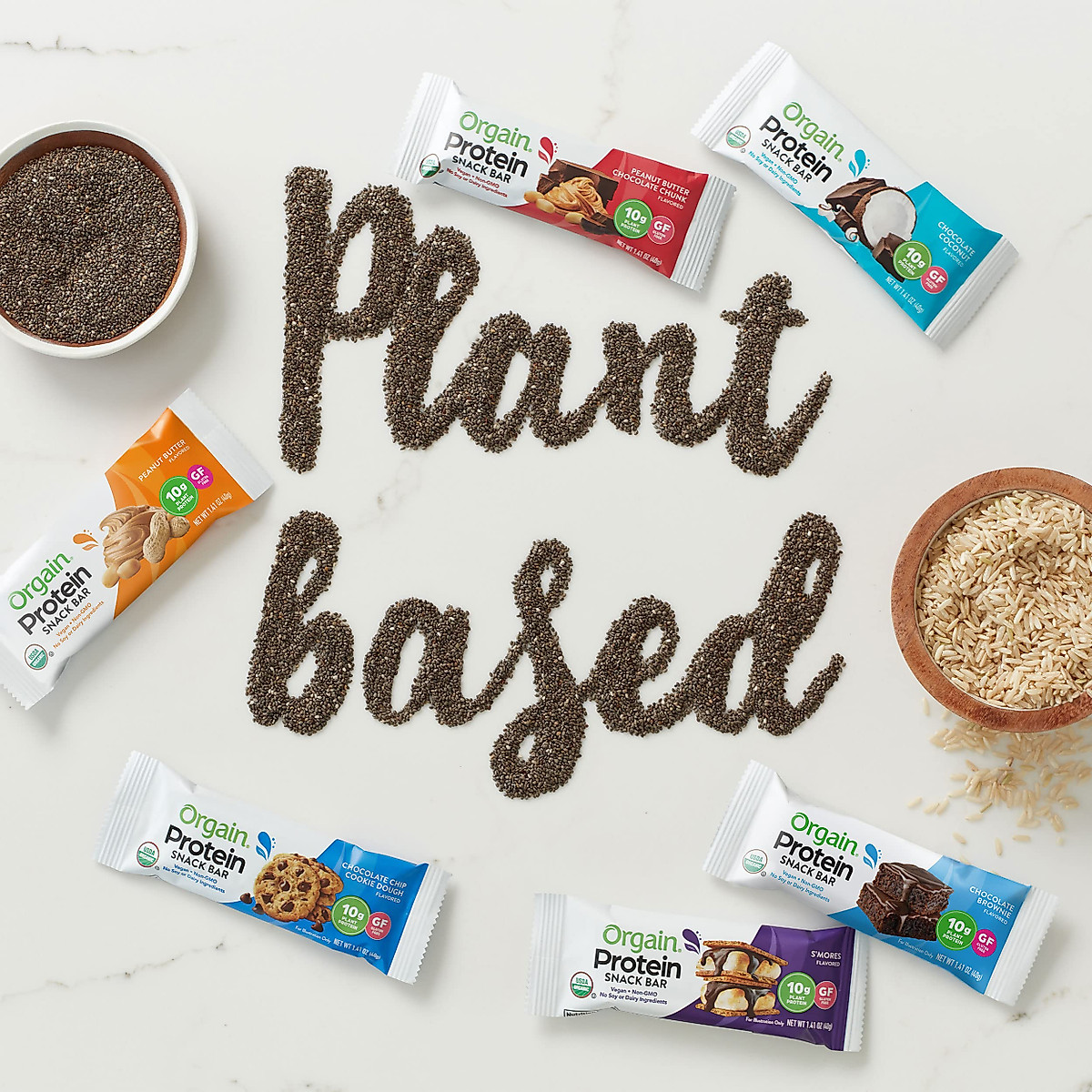 Orgain Organic Vegan Protein Bars, Peanut Butter - 10g Plant Based Protein, Low Calorie Healthy Snacks, No Lactose or Soy Ingredients, Gluten Free, Non-GMO - 1.41 Oz (Pack of 12)