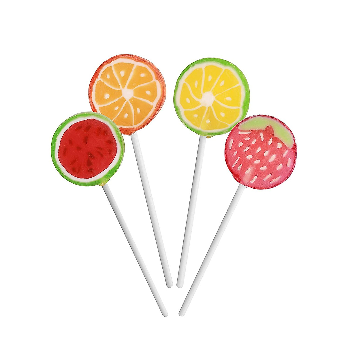 Candy Shop Handmade Assorted Fruit Flavored Lollipops, Fruity Strawberry, Orange, Lemon, and Watermelon Suckers (2 LB)