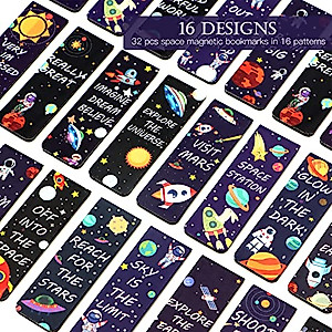 32 PCS Magnetic Bookmarks, ZYNERY Space Book Marks Moon Roaming Assorted Bookmark Sets, Book Markers for Women/Men/Students/Kids/Book Lovers/Readers/Birthday Gift, 16 Styles