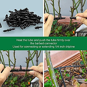 JAYEE Irrigation Fittings Kit for 1/4" Tubing 110 Piece Set - 50 Couplings,30 Tees, 20 Elbows, 10 End Plugs - Barbed Connectors for Drip or Sprinkler Systems