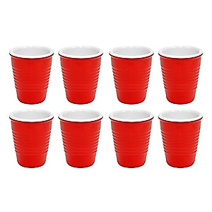 Fairly Odd Novelties 2oz Red Hard Plastic Shot Glass Cup 2 Packs, Set of 4 Living Large Drink Solo Or W Fri