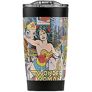 Logovision Wonder Woman Wonder Collage Stainless Steel Tumbler 20 oz Coffee Travel Mug/Cup, Vacuum Insulated & Double Wall with Leakproof Sliding Lid | Great for Hot Drinks and Cold Beverages