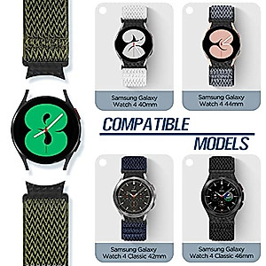 5 Pack No Gap Bands Compatible with Samsung Galaxy Watch 6/5/ 4 40mm 44mm/ Watch 5 Pro 45mm/Galaxy Watch 4/6 Classic 42mm 43mm 46mm 47mm, 20mm Elastic Nylon Sport Band for Women Men（GB）