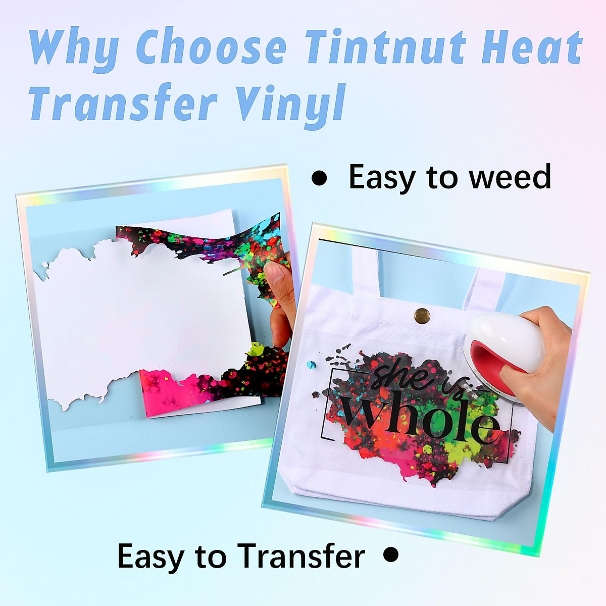 Tintnut Splash Heat Transfer Vinyl Roll - 12 Inch * 5ft Mutilcolor Watercolor Ink Patterned HTV Splatter Iron On Vinyl DIY T-Shirts Hats Clothes Canvas Bags for Cricut or Silhouette Cameo