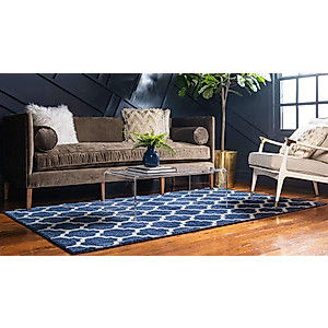 Unique Loom Trellis Collection Area Rug - Philadelphia (8' x 11' Rectangle Dark Blue/Navy Blue)