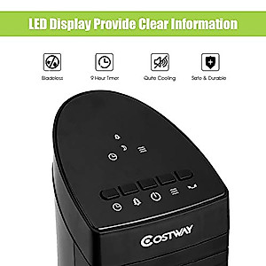 COSTWAY Tower Fan, 3-Speed Portable Oscillating Fan, Digital Control/w Remote Control, 9-Hour Timer, LCD Display, Oscillating Tower Fan (35-Inch)