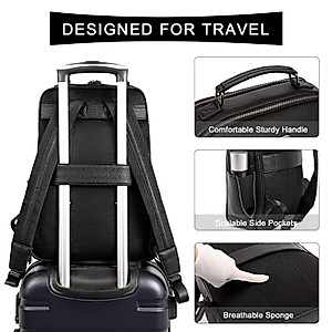 CLUCI Leather Backpack for Men 15.6 Inch Laptop Business Work Travel Casual Large Vintage Daypack Black