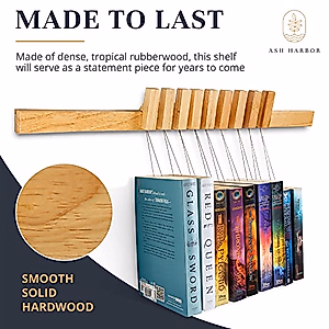 Ash Harbor Floating Wall Bookshelf - Wall Mounted Book Organizer with Included Bookmarks - Hardwood Hanging Bookshelf for Bedroom, Living Room, or Kitchen - A Thoughtful Gift for Book Lovers (Natural)