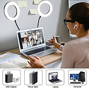 Dual Ring Light for Laptop, Computer, UPXDUMI 6 inch Desk Circle Light with Flexible Arm for Video Conferencing, Zoom Meetings, Streaming, Webcam Lighting, Video Recording, Photography, Makeup