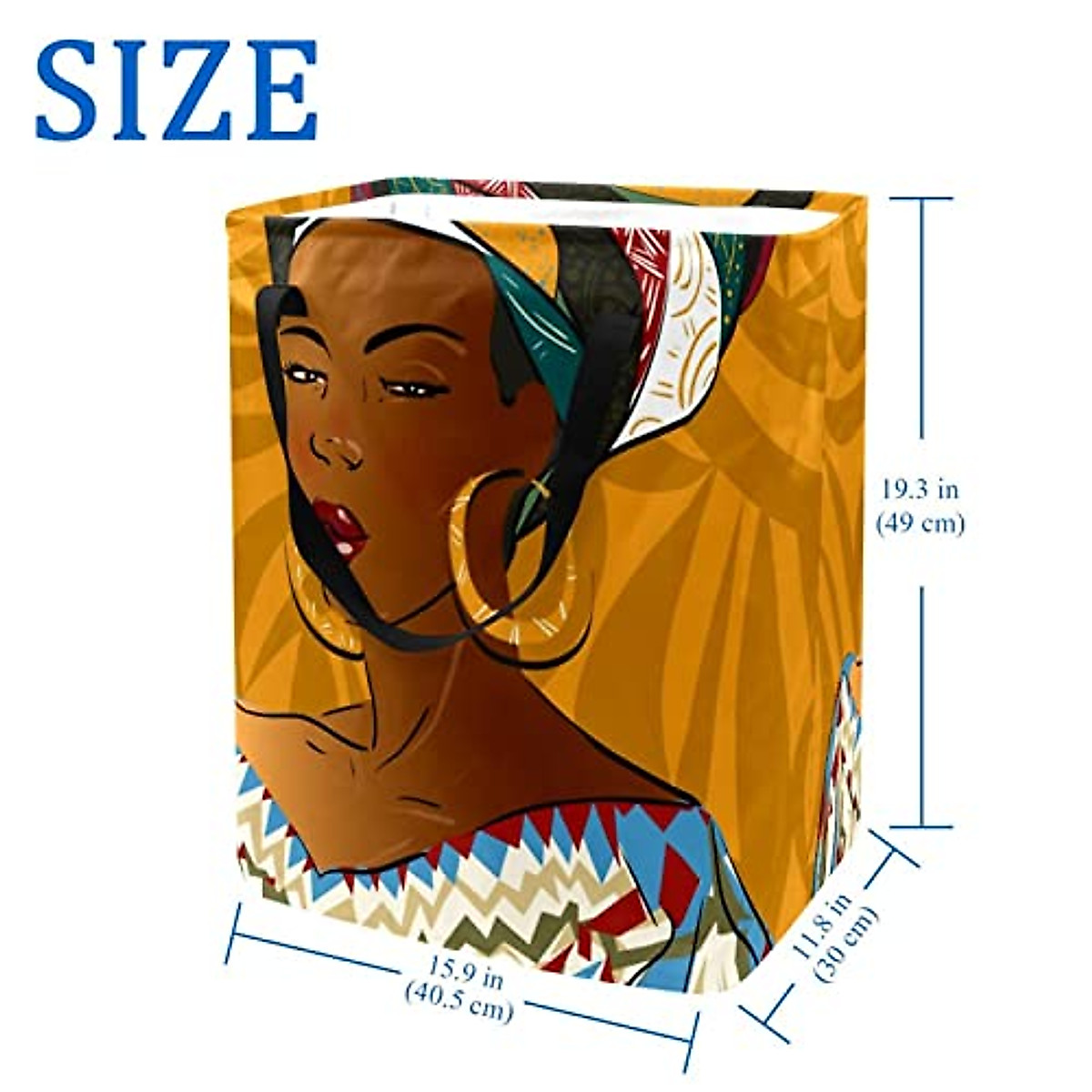 African Black Girl Print Collapsible Laundry Hamper, 60L Waterproof Laundry Baskets Washing Bin Clothes Toys Storage for Dorm Bathroom Bedroom