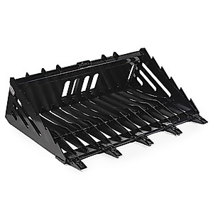 Titan Attachments 60in Skeleton Rock Bucket with Bolt-On Teeth, Skid Steer Quick Tach, Reinforced Side Cutters