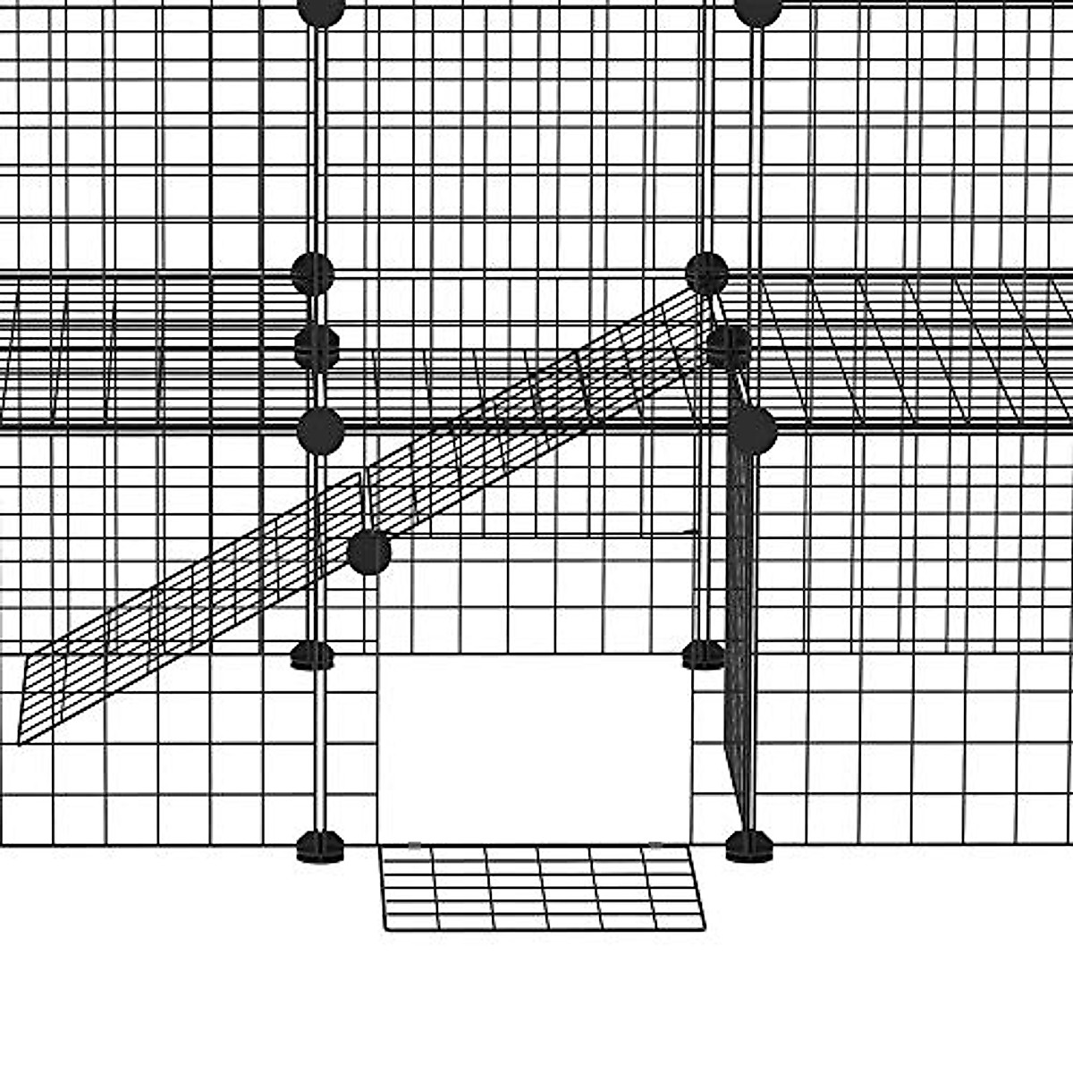 PawHut Pet Playpen DIY Small Animal Cage 36 Panels Portable Metal Wire Yard Fence with Door and Ramp for Rabbits, Kitten, Puppy 14 x 14 in